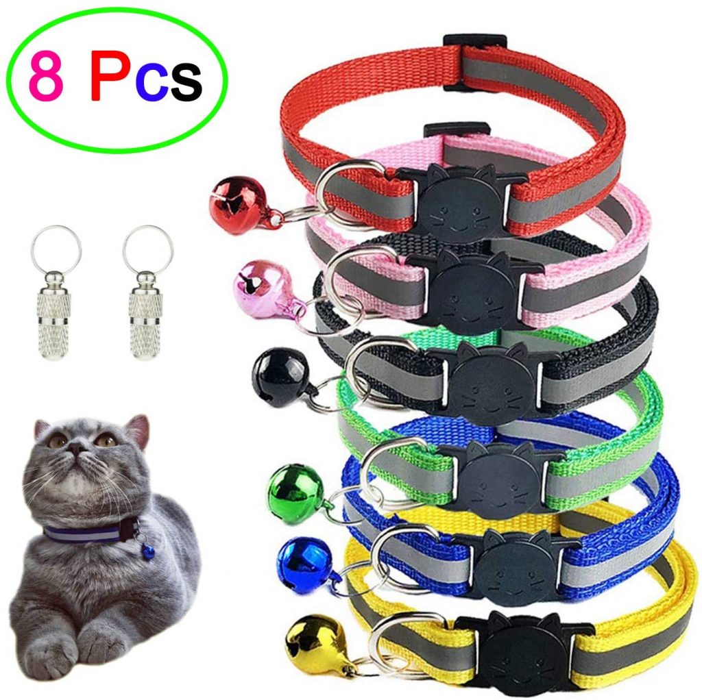 Breakaway Cat Collar with Bell, Reflective Cat Collar, Nylon Cat Collar