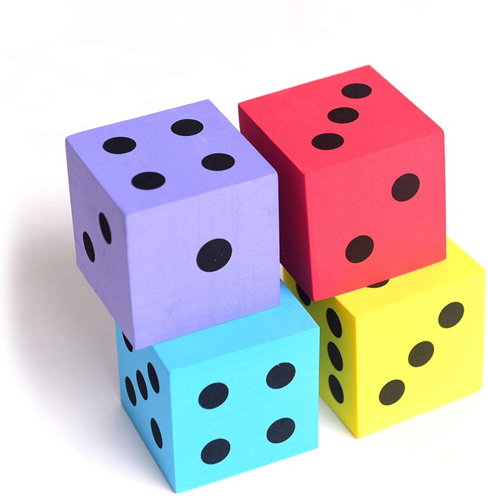 Foam dot dice, Large, Square - Great for Playing Games